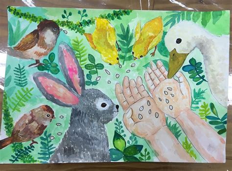 이미지 새 그림 초등 미술 수채화 아트