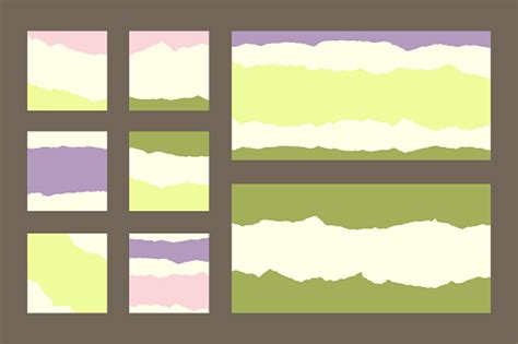 찢어진 종이 라인 카드의 집합입니다 간단한 추상 파스텔 컬러 줄무늬입니다 스트라이프 찢어진 된 가장자리 배경입니다 잘려지거나