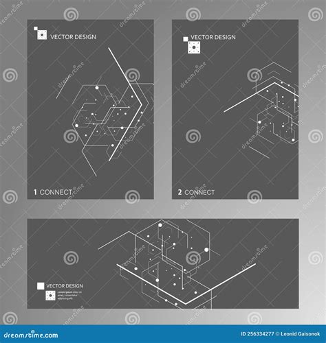 Vector Cover Template Design White Background With Abstract Hexagon