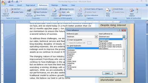 Word 2013 Cross Referencing Issue Cross Reference Pop Up Window Menu