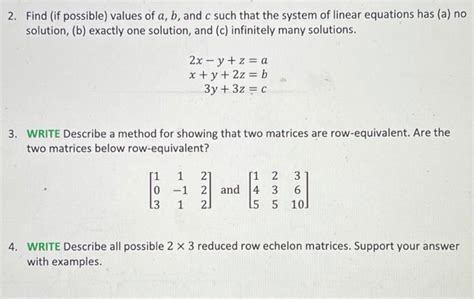 Solved 2 Find If Possible Values Of A B And C Such That