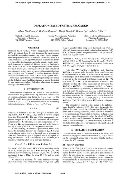 Pdf Deflation Based Fastica Reloaded