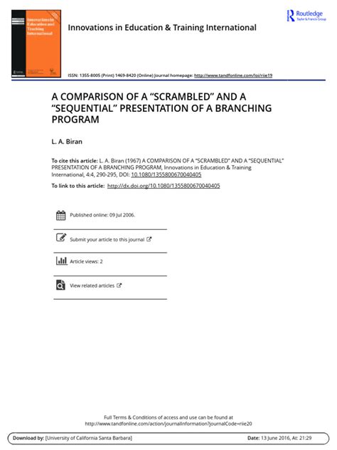 A Comparison Of A Scrambled And A Sequential Presentation Of A Branching Program Pdf