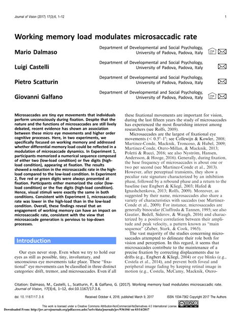pdf working memory load modulates microsaccadic rate