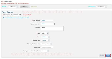 How To Create Event Reason In Sap Successfactors Sap Tutorial