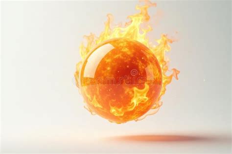 Fiery Orb Suspended In Air On White Background Burn Yellow Fire Stock Illustration