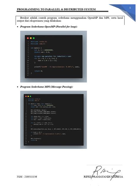 Sistem Paralel Dan Terdistribusi Model Pemrograman Open Mp And Mpi Pdf