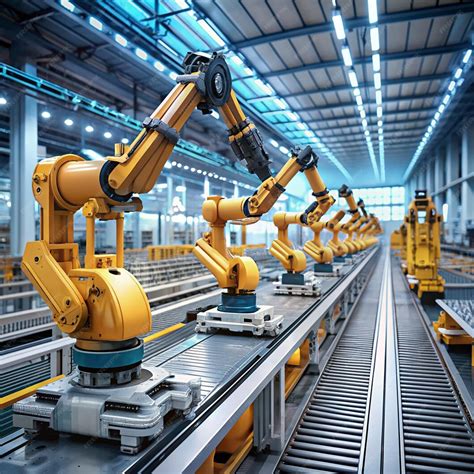 Smart Manufacturing Robots On The Assembly Line Premium Ai Generated Image