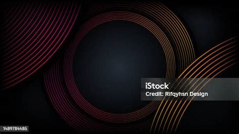 추상적인 고급 짙은 검정색과 주황색 분홍색 원형 배경이 겹쳐져 있습니다 현대적인 미래 지향적인 배경 디자인 빨강에 대한 스톡 벡터 아트 및 기타 이미지 Istock