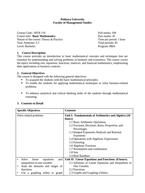 Bba Basic Mathematics Pdf Function Mathematics Equations