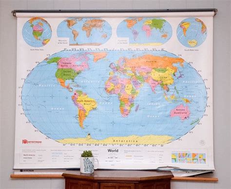 Vintage Classroom Pull Down Map World U S Combo Etsy