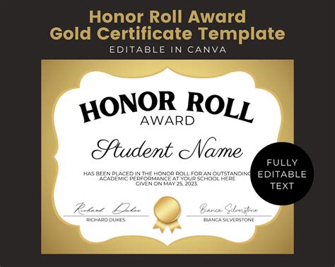 Honor Roll Certificate Template Ablebionics