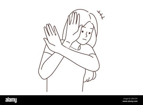 Scared Woman Make Hand Gesture Stock Vector Image And Art Alamy