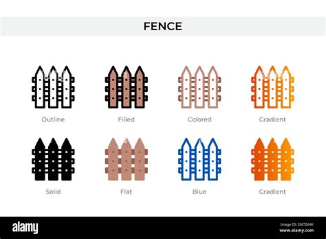 Fence Icon In Different Style Fence Vector Icons Designed In Outline Solid Colored Filled