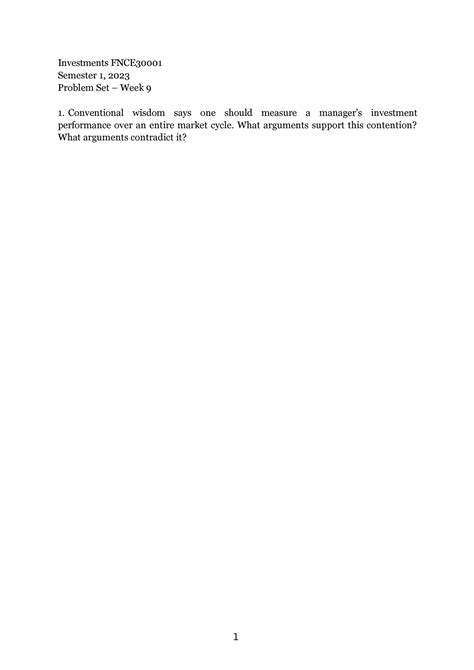 Problem Set Week Homework Investments FNCE Semester Problem Set Week Studocu