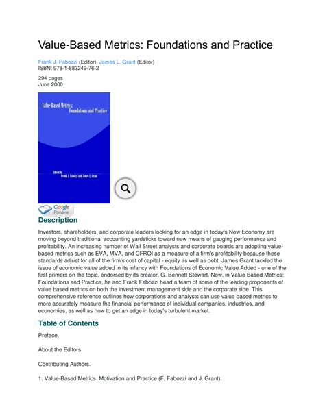 pdf value based metrics foundations and practice