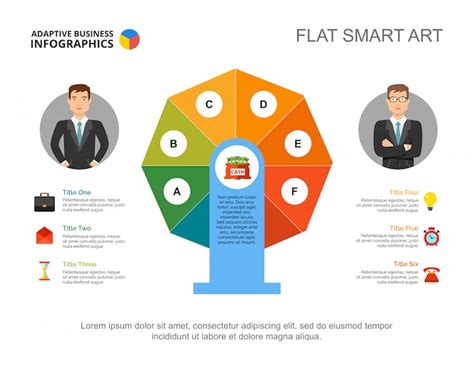 프리젠 테이션을위한 6 가지 옵션 프로세스 차트 템플릿 무료 벡터
