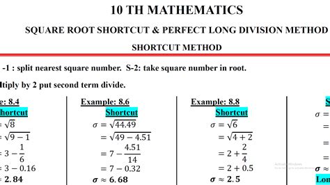 10th Maths Square Root Shortcut Method English Medium 2024 25 Kalvi Kadal Materials