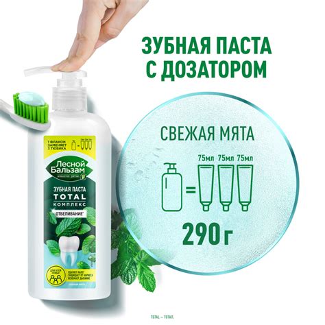 Зубная паста отбеливающая с дозатором Лесной Бальзам Свежая Мята Total ...