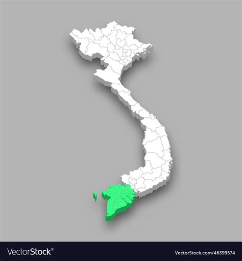 Mekong River Delta Region Location Within Vietnam Vector Image