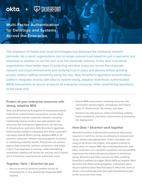 Okta Silverfort Multi Factor Authentication For Desktops And Systems Across The Enterprise Okta