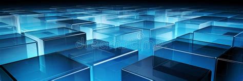 Abstract Blue Glass Cubes A Digital 3d Render Of Interlocking Geometric Shapes Stock