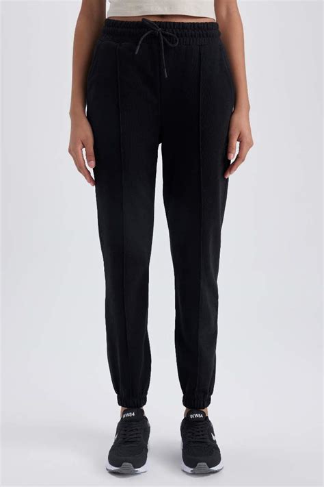 أسود حريمي بنطلون سويت بانتس قصة عادية 2808702 Defacto