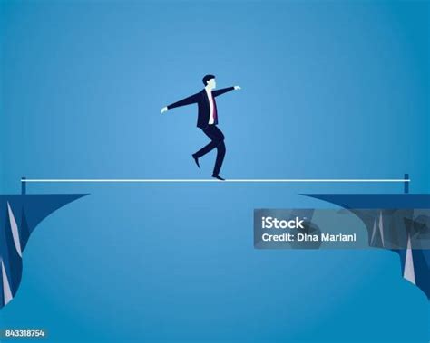 실업가 밧줄에 걷는입니다 비즈니스 개념에서 위험 도전 개념에 대한 스톡 벡터 아트 및 기타 이미지 개념 걷기 격언 Istock
