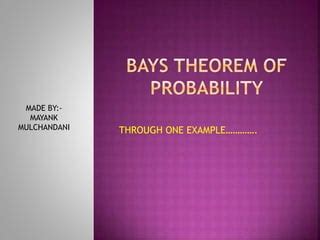 Bays Theorem Of Probability PPTX