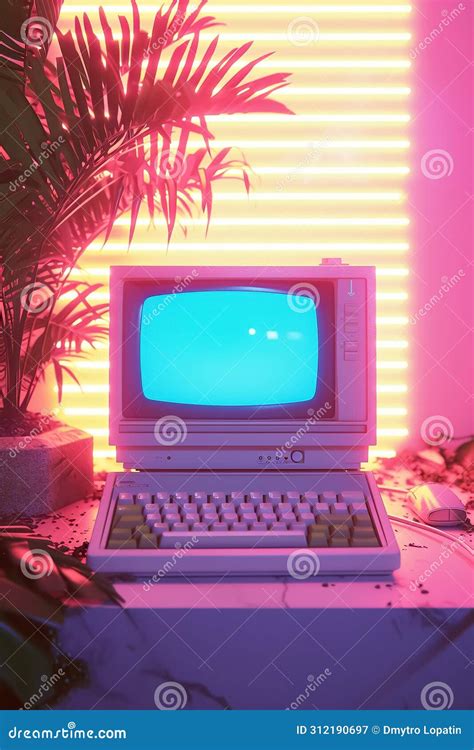 Old Retro Personal Computer With Vintage Crt Display Obsolete Old Fashioned Pc With Keyboard