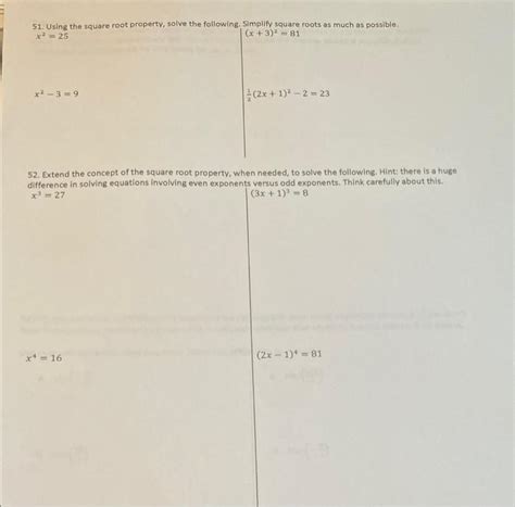 Solved Using The Square Root Property Solve The Chegg