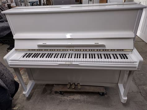 Samick Modern Upright Piano In A White Satin Cabinet