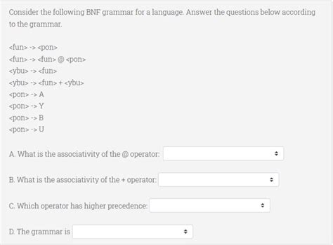 Solved Consider The Following Bnf Grammar For A Language