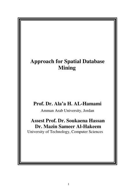 Pdf Approach For Spatial Database Mining