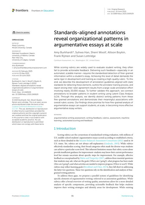 Pdf Standards Aligned Annotations Reveal Organizational Patterns In Argumentative Essays At Scale