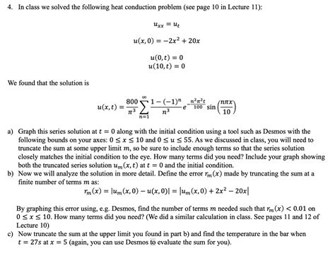 4 In Class We Solved The Following Heat Conduction