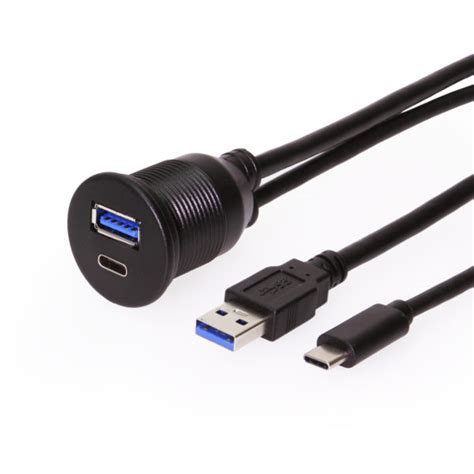 USB Panel Mount Extension X Type C And X USB A Male To Female Cable Coolgear