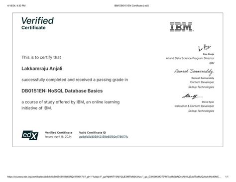 lakkamraju anjali on linkedin nosql database edx ibm