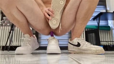 Gay Twink Jerks Off With Sneakers And Jumps On A Dildo Thisvid Com
