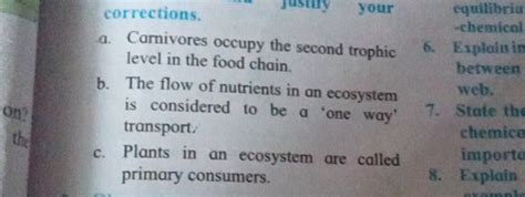 Correct The Following Statements And Justify Your Corrections A Carniv