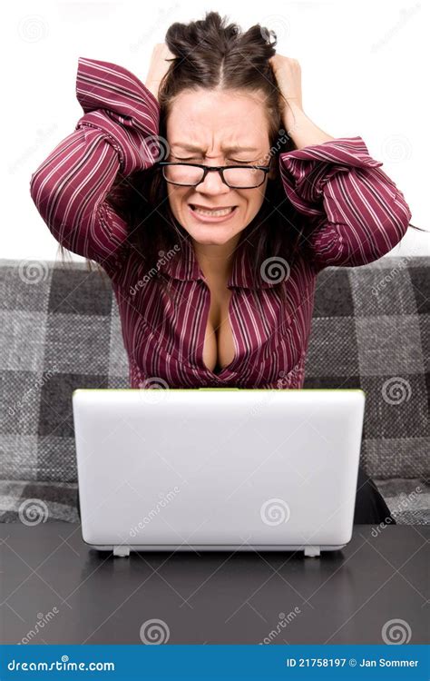Woman With Computer Problems Stock Image Image Of Modern Work 21758197