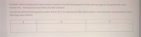 solved consider a 8 bit floating point representation based