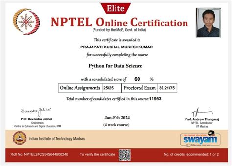 kushal prajapati on linkedin datascience python nptel itmadras certificationcomplete…