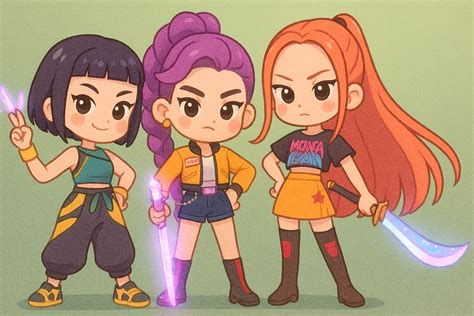 K Pop Demon Hunters Huntrix Satin Pajama Set K Pop Demon Hunters