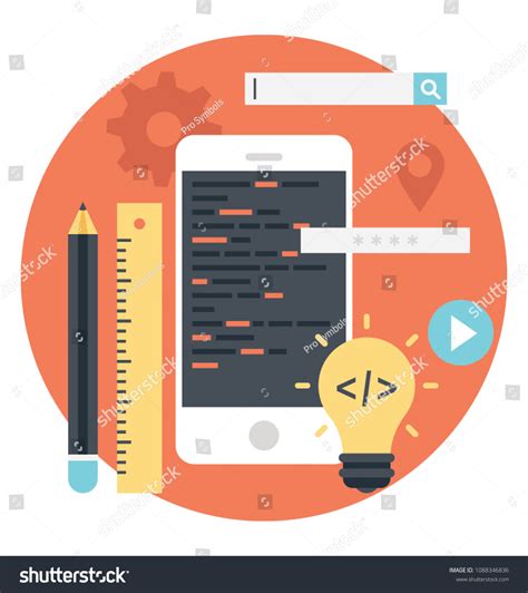 Mobile Application Development Concept Flat Vector Stock Vector Royalty Free 1088346836