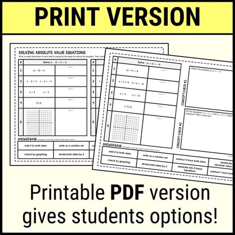Solving Absolute Value Equations Activity Print And Digital Tpt