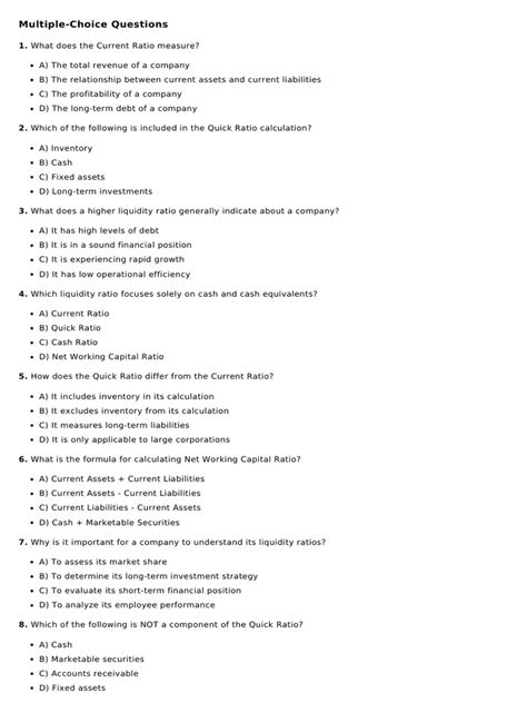 unit 1 multiple choice questions pdf working capital dividend