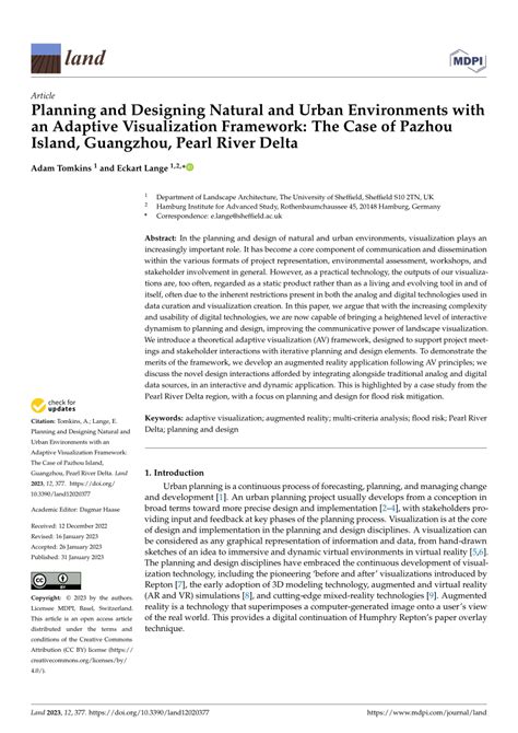 Pdf Planning And Designing Natural And Urban Environments With An Adaptive Visualization