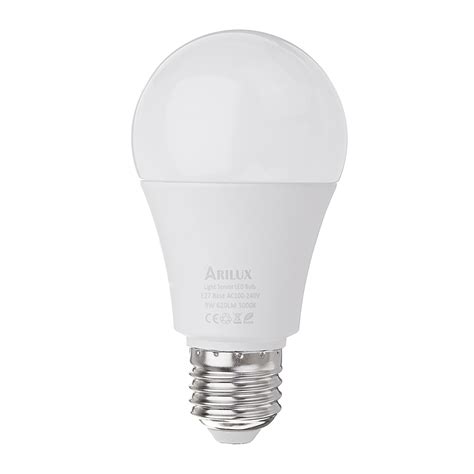 Arilux E27 A60 9w 620lm Warm White Pure White Dusk To Dawn Led Sensor Globe Light Bulb Ac100