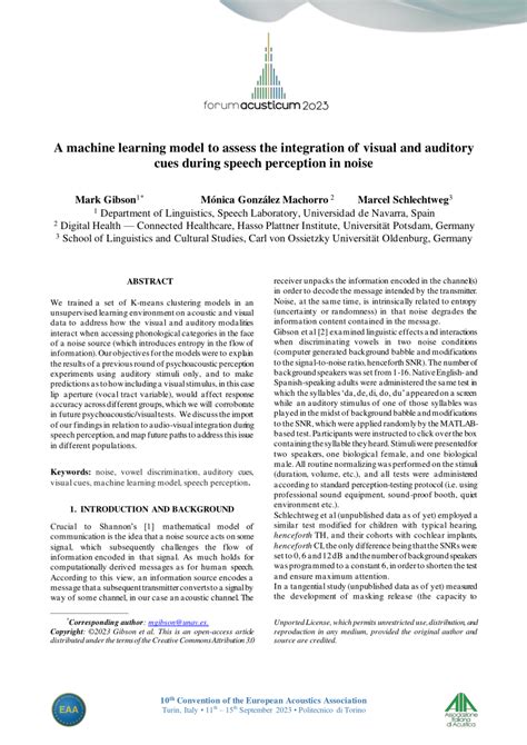 Pdf A Machine Learning Model To Assess The Integration Of Visual And